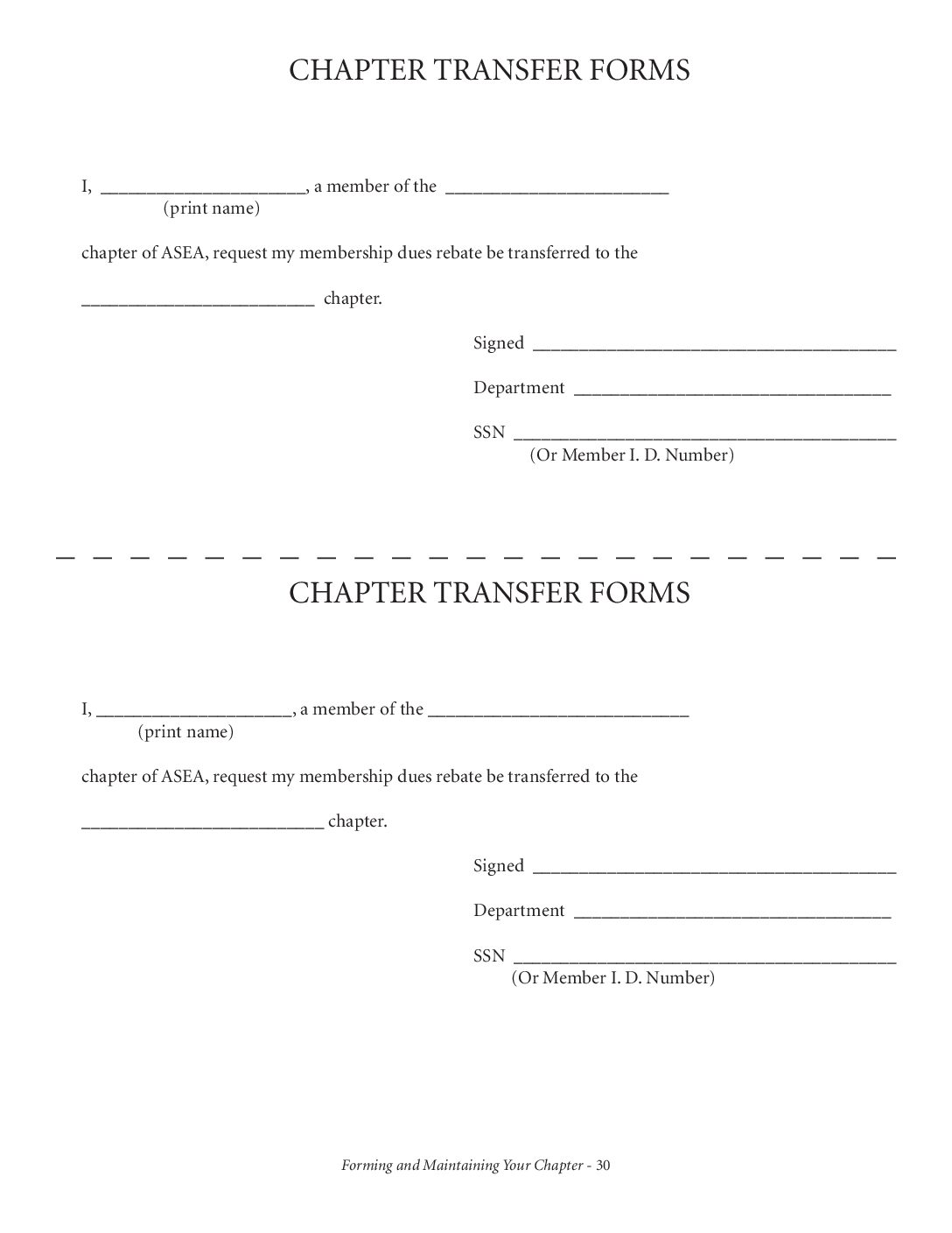 chapter transfer forms | ASEA
